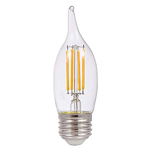 SYLVANIA B10 High-Definition LED Light Bulb, 4W Equivalent, 13 Year, Bent Tip, Medium Base, 320 Lumens, 2700K, Soft White, Clear - 2 Pack (40184)