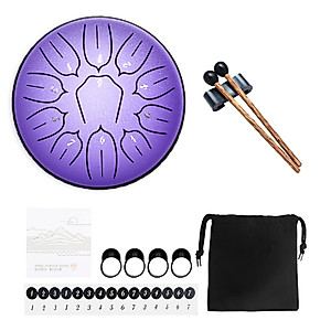 WANGSAN Steel Tongue Drum, 11 Notes 6 Inches D-Key, Handpan Drum Percussion Instrument for Kids Beginner Meditation Healing Concert Yoga (Purple), Steel Drum-1