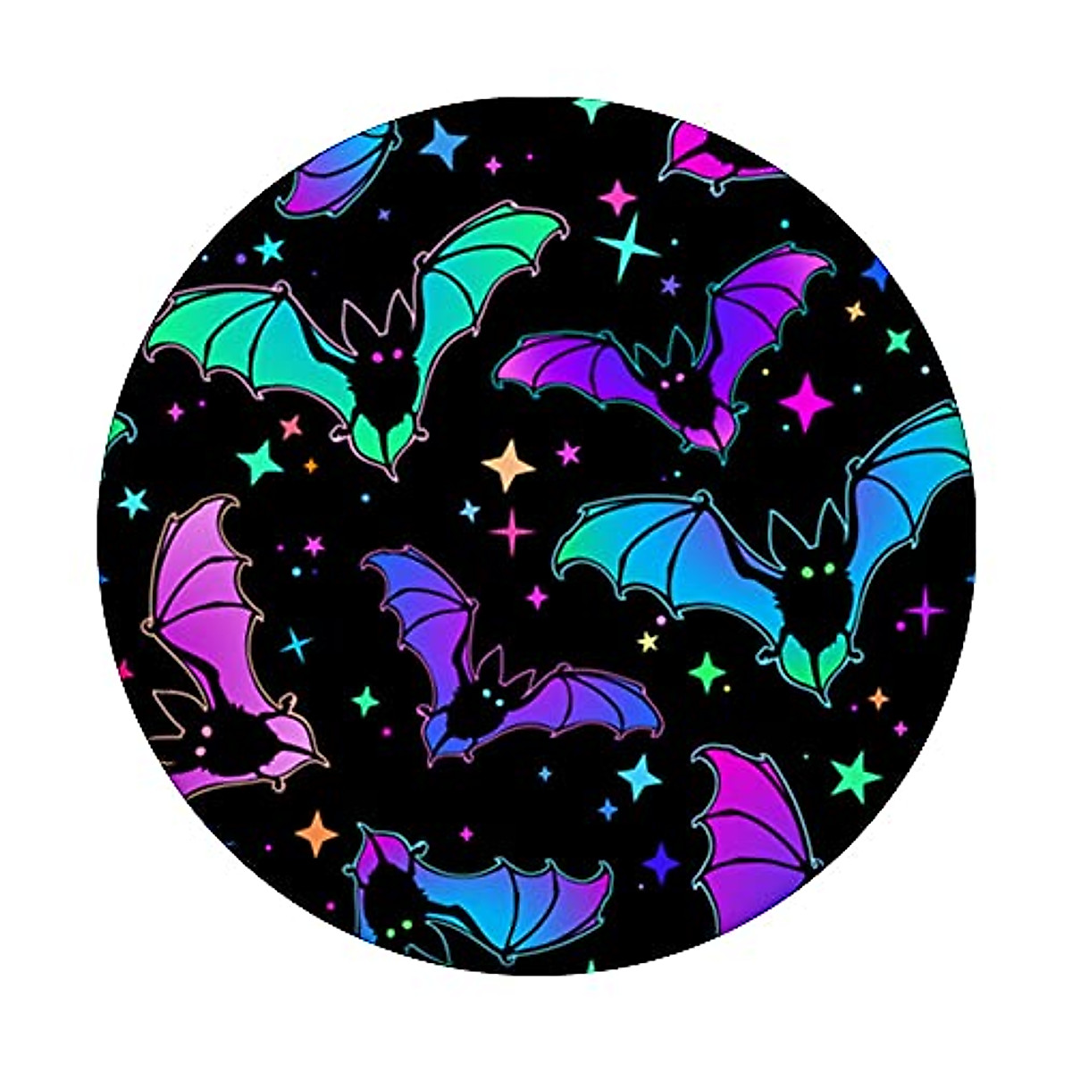 Gothic Bat Halloween Pattern Spooky Bats Lover gift on Black PopSockets Swappable PopGrip