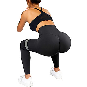 RXRXCOCO Womens Seamless Butt Lifting Leggings High Waisted Yoga Pants Tummy Control Workout Leggings Compression Tights Black Medium