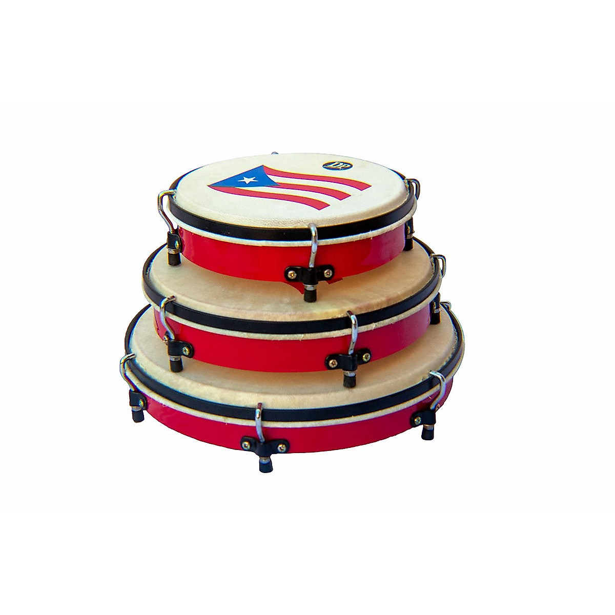 DP Music Set de Panderos - Pleneras PVC Drums with Puerto Rico Flag - Nylon Carrying Case Included (DP-PLENERA-S)