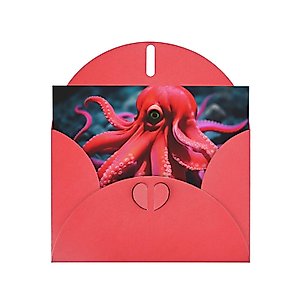 BUULOO Red Octopus Thank You Cards Greeting Cards With Envelopes For Wedding Birthday Party Graduation