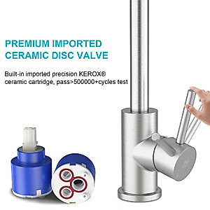 Bar Sink Faucet, Single Hole Stainless Steel Sink Faucet for Kitchen Bathroom Farmhouse RV Campers, Brushed Nickel Single Handle Bathroom Sink Faucet