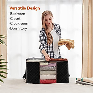 Lifewit 90L Large Storage Bags, 6 Pack Closet Organizers and Storage, Clothes Foldable Storage Bins with Reinforced Handles, Storage Containers for Clothing, Blanket, Comforters,Bedding, Black