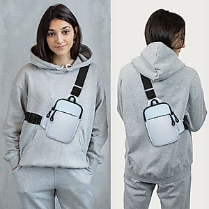 Long Keeper Mini Sling Bag - Men Women Small Waterproof Crossbody Bag Casual Phone Chest Bag for Travelling Hiking (Light Blue)