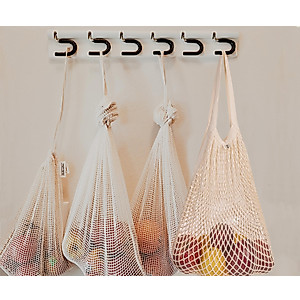 Reusable Produce Bags, Washable, Mesh Bags for Vegetables, Organic Mesh Produce Bags Cotton, Vegetable Storage Bags for Refrigerator Keep Fresh, Produce Storage Bag Set of 6(4 Mesh+2 String bags)