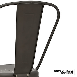 MoNiBloom Metal Dining Chair Set of 4 Stackable Indoor 17.5" Seat Height Bar Chairs with Back Outdoor Side Metal Kitchen Chairs for Bistro Cafe Side Restaurant Use, Gunmetal