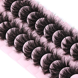 Mink Lashes Fluffy 8D Volume Dramatic False Eyelashes Soft 20 mm 10 Pairs Pack Wispy FANXITON Faux Mink Eye Lashes