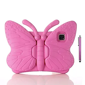 iPad Pro 11 Kids Case, iPad Pro 11 inch 2020 Case for Kids, Light Weight Shockproof EVA Foam Protective Tablet Cover Stand Case for iPad 11" 2nd Generation - Cute Butterfly (Rose Red)