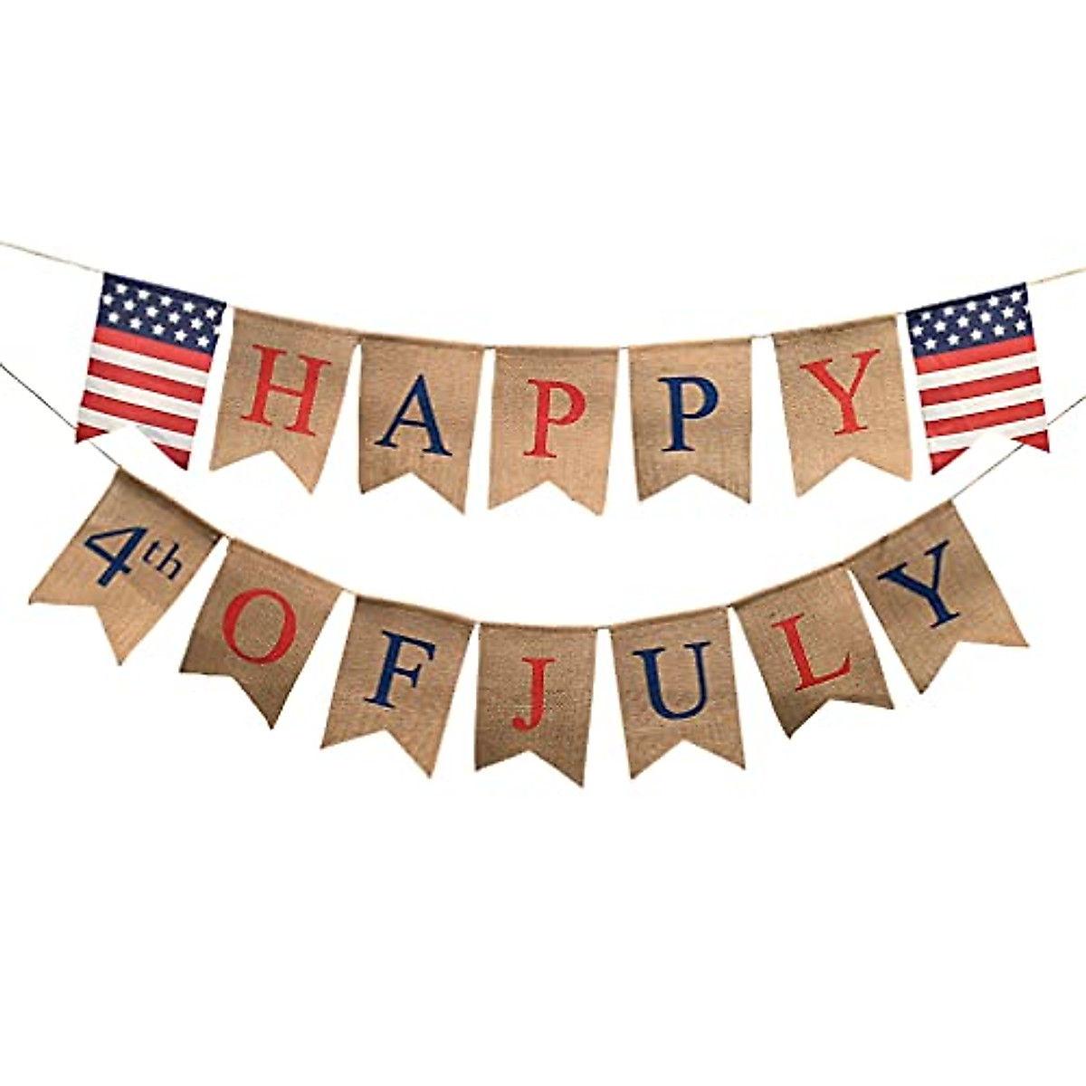4th of July Banner - Fourth of July Bunting American Banner - July 4th Garland 4th of July Decor - Happy 4th of July Banner Patriotic Garland by Jolly Jon