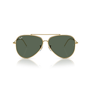 Ray-Ban RBR0101S Aviator Reverse Sunglasses, Gold/Dark Green, 62 mm