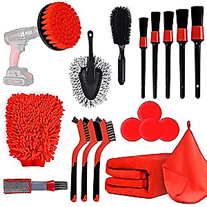 WEIYOUPIN Car Cleaning Kit - 19pcs Car Cleaning Detail Kit Detailing Brush Set Car Detail Kit Car Cleaning Supplies for Wheels, Dashboard, Engine, Leather, Carpet