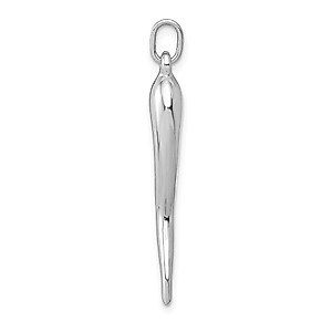 Sonia Jewels 14k White Gold Cornicello Italian Horn Protection Charm Pendant - 34mm x 4mm