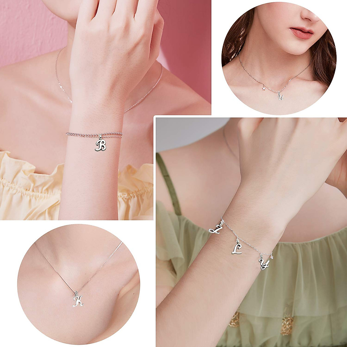 SANNIX 156Pcs/6 Sets ABC Letter Charms Mini A-Z Alphabet Bracelet Necklace Pendants with 200Pcs Open Jump Rings for DIY Jewelry Making