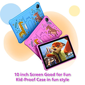 Blackview Kids Tablet Android 12 Tablet Tab A7 Kids 10.1 inch Tablets 64GB ROM 1TB Expand 6580mAh Tablet Toddler Tablet Bluetooth IPS HD+ Display Parental Control Educational Games Pink