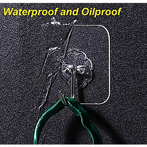 Adhesive Hooks - Transparent Reusable Utility Hooks Heavy Duty Wall Hooks 13lb(Max) Seamless Hooks Waterproof and Oil Proof for Kitchen Bathroom and Kitchen (50)