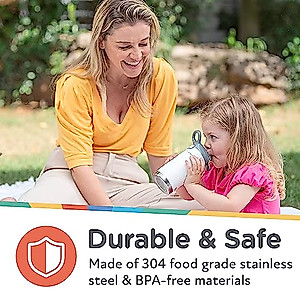 Nuby Thirsty Kids No Spill Flip-It Reflex Stainless Steel Travel Cup or Water Bottle - 10 Oz - 18+ Months - White