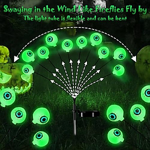 COCOJAM Halloween Decorations Outdoor Solar Scary Eyeball Garden Lights, 2 Packs 20 LED Waterproof Solar Eyeball Lights for Halloween/Yard/Lawn/Party/Graveyard Decoration (Green)