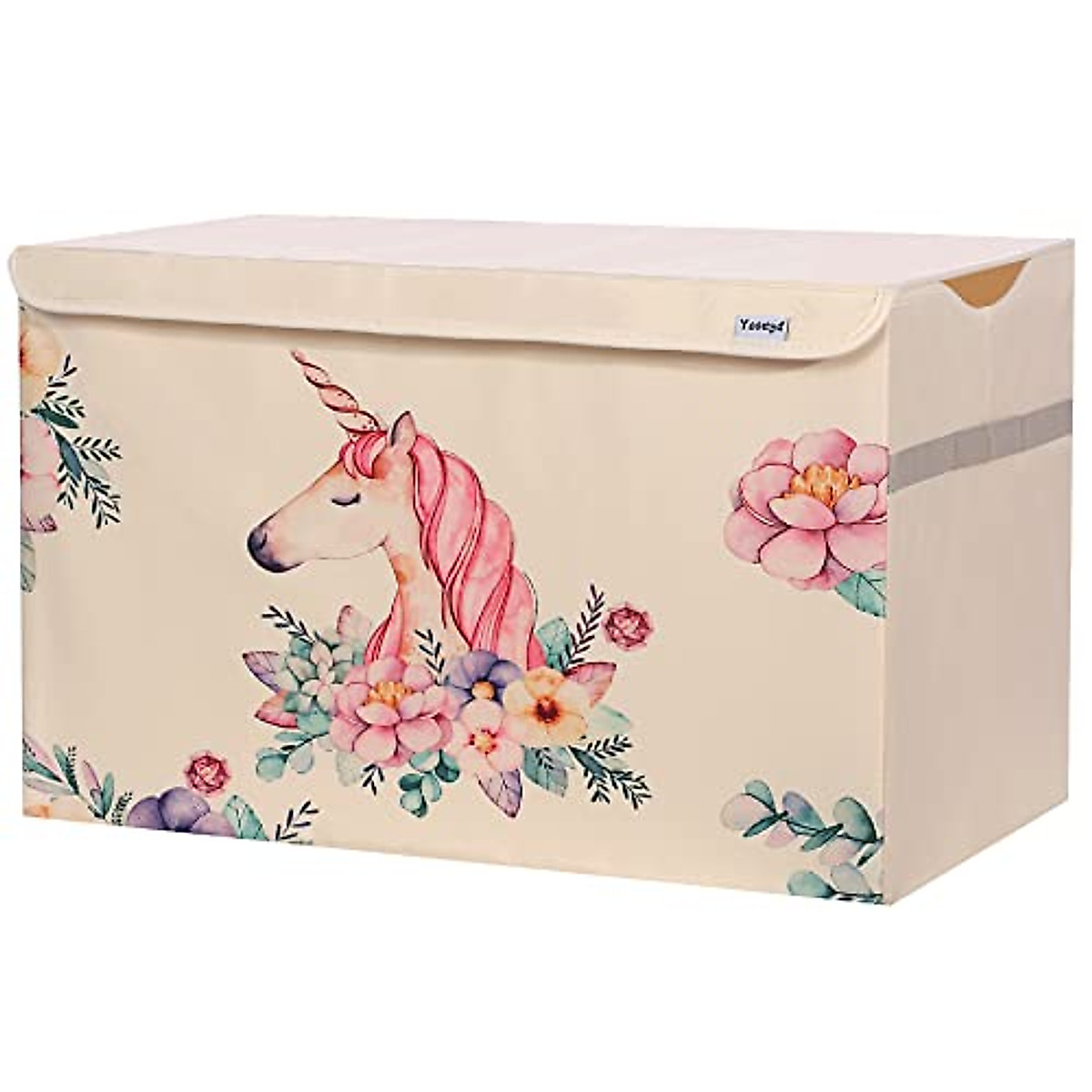 Yosayd Unicorn Toy Chest and Storage, Large Cute and Functional Toy Box Storage Cube with Handles