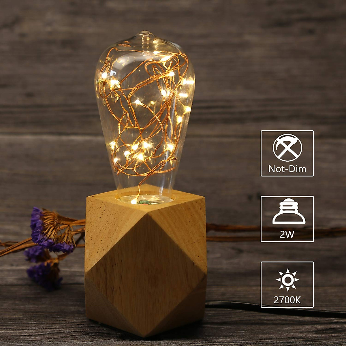 LED Decorative Bulbs,LED ST64 Fairy Light Bulb for Ambient Night Lighting, E26 Standard Base Edison with Starry Decorative String Lights for Bathroom, Bedroom, Living Room (Warm White, ST64)