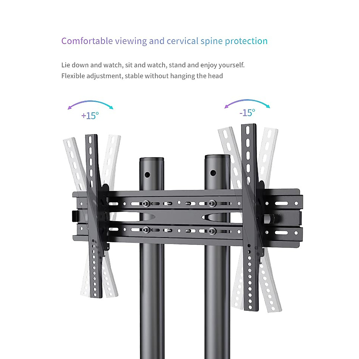 Rolling TV Bracket Mobile Floor cart Mute Bracket 32-70 inch Monitor TV Rack Display with Wheels and Tilt Mount, Height Adjustable Floor TV Stand Holds up to 165 lbs (Black) (D910)