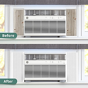 Window Air Conditioner,Side Insulated Foam Panel, Summer/Winter Heat and Draft Insulating,Two-Piece Panels Window Seal,with 4 Pressure Strips 02 (WHITE)