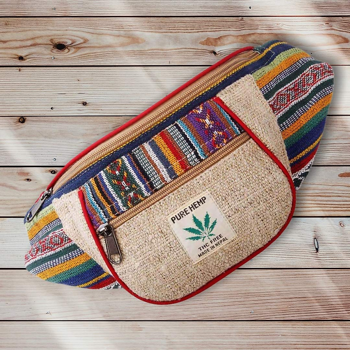 Fanny Pack Fringe/Phanny pack-Handmade Fanny packs with Pure Himalayan Hemp for Men and Women Festival Bag Belly Fanny Pack Bum Bag Boho Fanny Pack for Dog Walking - Hip Waist Bag Small Hippie