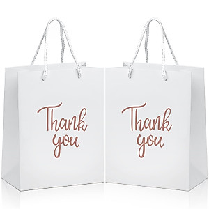 Nezyo 12 Pack Thank You Gift Bags with Tissue Paper Wedding Tissue Paper Party Bags with Handles Paper Shopping Bag Bridal Shower Gift Bags for Birthday Wedding Baby Shower Party Favor (Rose Gold)
