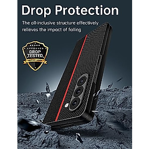 Quikbee [Samsung Galaxy Z Fold 5 Case], for Samsung Galaxy Z Fold 5 [Mil-Grade Protection],Full Body Protective Bumper,Carbon Fibre Texture,Anti-Slip and Ultra-Thin, Protective Case - Red.