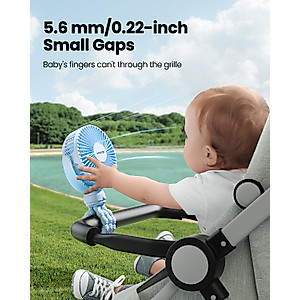 Gaiatop Mini Portable Stroller Fan, Battery Operated Small Clip on, Detachable 3 Speed Rechargeable, 360° Rotate Flexible Tripod Better Cooling for Car Seat Crib Treadmill Travel Blue