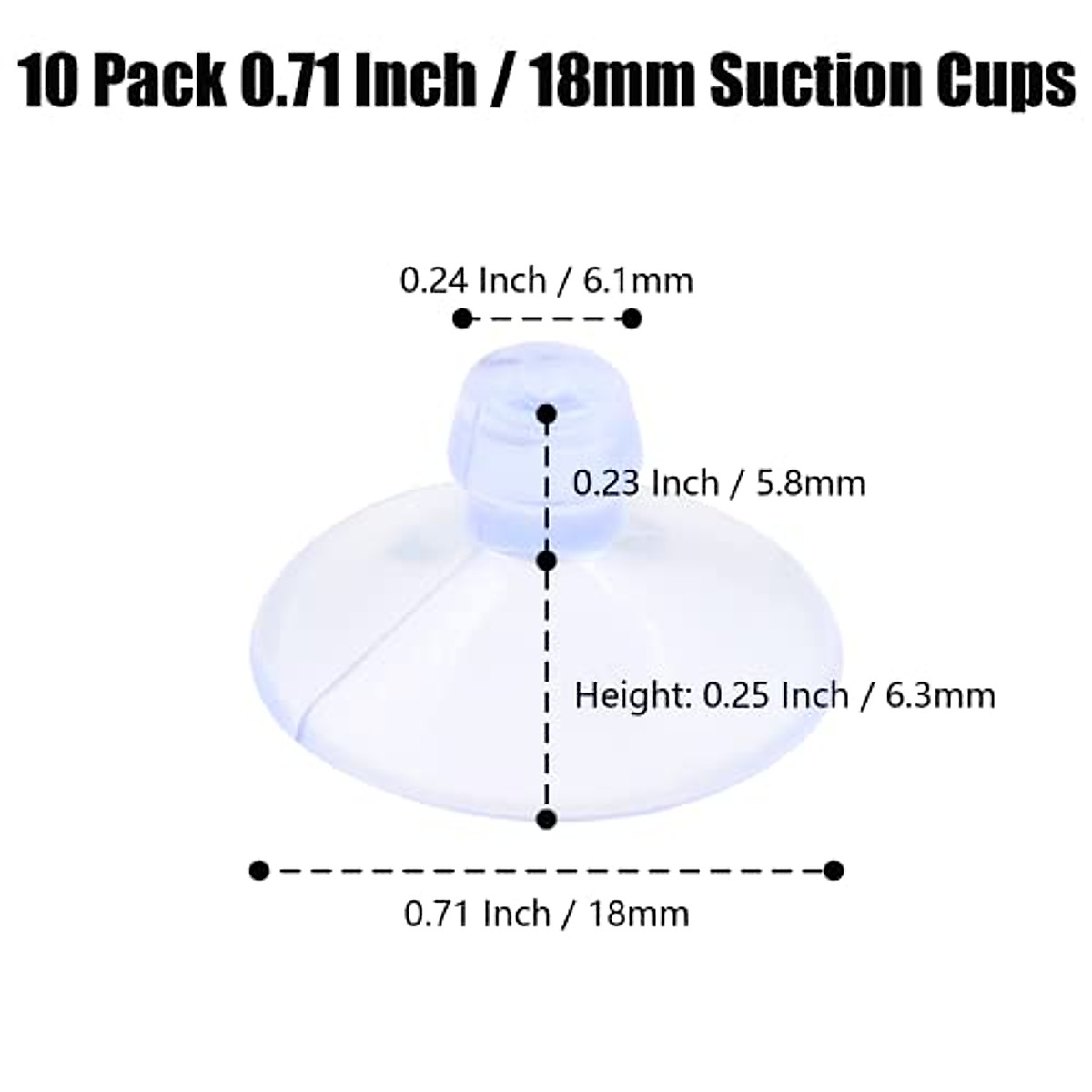 Qjaiune 10 Pack Glass Table Suction Cups 18mm Rubber Suction Cup Hangers Without Hooks, Anti-Collision Suction Cups Transparent Suckers, Clear Plastic Suction Cups Desk Suction Pads for Furniture