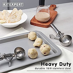 KITEXPERT Ice Cream Scoop, 18/8 Stainless Steel Cookie Scoop with Trigger, Premium Cookie Dough Scooper for Baking, Portion Control Disher Scoop for Cupcake Batter, Muffin, Dishwasher Safe #12