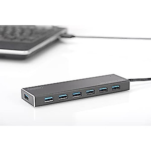 DIGITUS USB Hub, USB 3.0 Backwards Compatible Grey Black 7 Ports