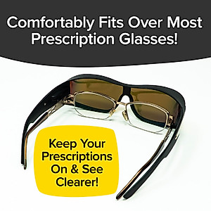 BattleVision Storm Wraparounds Bad Weather Driving Glasses, AS-SEEN-ON-TV, Fits Over Your Prescription Eyeglasses & Reading Glasses, See Clearer, Anti-Glare, Reduces Glare in Rain, Snow & More, Unisex