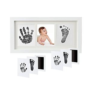 Baby Prints Handprint and Footprint Kit, Newborn Hand and Footprint Keepsake with 2 Safe Clean-Touch Inkless Ink Pad, Gift to New Parents or Baby Boys Girls Shower Registry