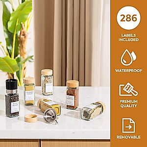 Weselljars 24 Pcs Spice Jars with Label, Thickened Glass Seasoning Jars with Bamboo Lids, Airtight Sealing Seasoning Bottles with Silicone Funnel for Easy Refilling, Spice Jars with Shaker Lids (24 Pcs Spice Jars)