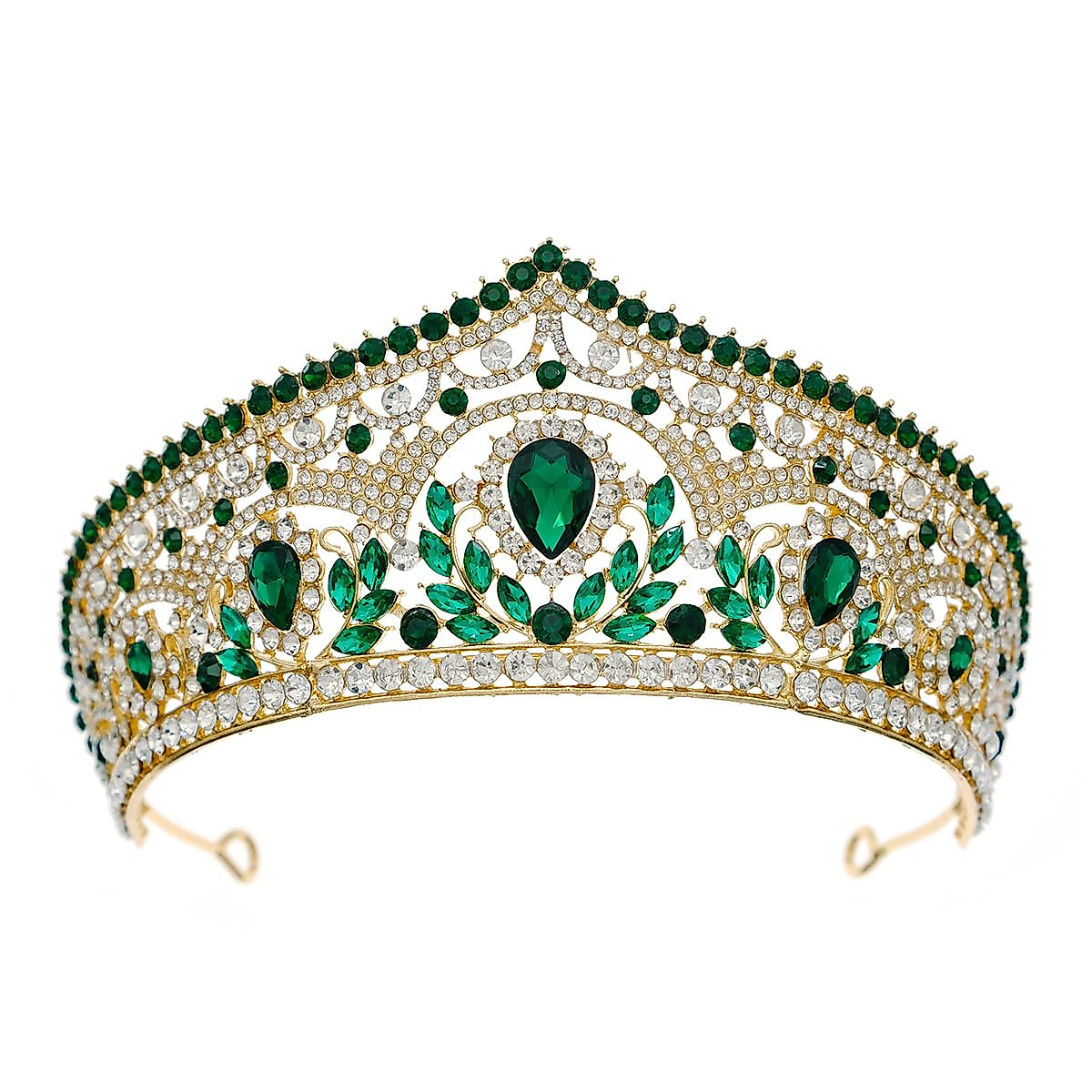 HEWEICSY Green Tiaras and Crowns for Women,Wedding Tiara for Bride,Rhinestone Queen Crown,Crystal Costume Hair Accessories for Birthday Prom