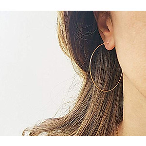 3 Pairs Big Wire Hoop Earrings 50mm 18k Gold Silver Rose Gold Plated on Stainless Steel 2 inch Large Thin Hoops Earring Set Minimal Jewelry for Women Girls