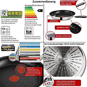 Tefal Jamie Oliver E75604 Frying Pan with Lid, 24 cm, Induction, 4-Piece Set, Frying Pan Non-Stick Coating, Oven-Safe, Dishwasher Safe, for All Types of Cookers, Includes Spatula