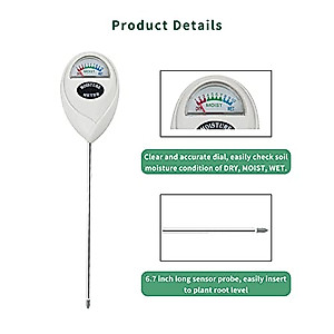 Censinda Soil Moisture Meter, Soil Moisture Monitor for House Plants, Soil Hygrometer Moisture Sensor for Indoor & Outdoor, Garden, Farm, Lawn Plant Care, No Battery Needed(White)