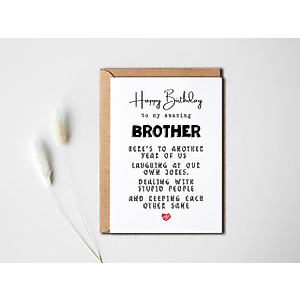 KrysDesigns Birthday Card Brother - Greeting Card - For Brother - Happy Birthday To My Amazing Brother - Funny Card For Brother - Quote Queen Cards