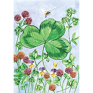 Toland Home Garden 110014 Clover & Bee St Patricks Day Flag 12x18 Inch Double Sided St Patricks Day Garden Flag for Outdoor House St Pats Flag Yard Decoration