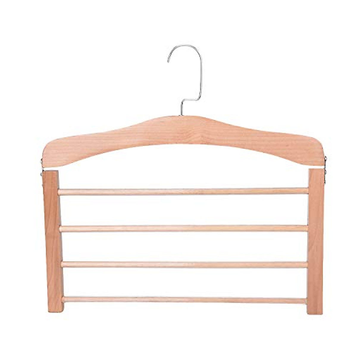 SUNTRADE 4-Layer Wooden Pants Rack,Trousers Pants Jeans Scarf Clothes Hanger Organizer (Beige)