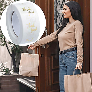 Thank You Stickers ,1" Thank You Stickers,Transparent Labels, Gold Foil Thank You Stickers Roll for Business, Bubble Mailers, Packaging Bags, Envelopes, Sealing and Decoration, 500 Labels Per Roll