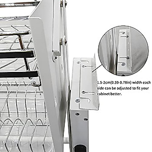 WHIFEA 2 Tier Pull-Out Cabinet Organizer Drop Down Shelf Blind Pull-Down Dish and Spice Rack System Inner Space Saving Plate for Kitchen Appliance Lift Upper Cabinet (for Cabinet Width ≥24'')