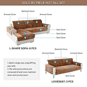 Deep Dream Couch Cover, 1 Piece Couch Arm Covers & Backrest Cover, Sectional Couch Covers, Anti-Slip Armrest Covers for Dogs Cats Recliner Loveseat Sofa L Shaped, 28 x 28 Inch - Light Coffee(1 Piece)