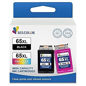 Relcolor HP65 XL Higher Yield Ink Cartridge for HP 65 65XL Black Color Combo for Envy 5000 5055 5052 5014 DeskJet 3755 3700 3772 3752 2622 2652 2600 Printer,HP65XL