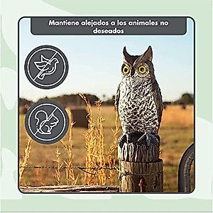 Bird Blinder Owl Decoy (16.5 Inch Tall) Natural Enemy Bird Deterrent, Great Horned Owl to Keep Birds Away - Owl Decor to Protect Gardens from Wildlife - Scarecrow for Outdoors or Indoors
