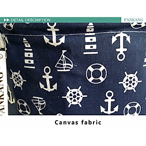 FANKANG Storage Basket, Nursery Hamper Canvas Laundry Basket Foldable with Waterproof PE Coating Large Storage Baskets for Kids Boys and Girls, Office, Bedroom, Clothes,Toys（navy anchor）
