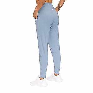THE GYM PEOPLE Women's Joggers Pants Lightweight Athletic Leggings Tapered Lounge Pants for Workout, Yoga, Running (Medium, Denim Blue)